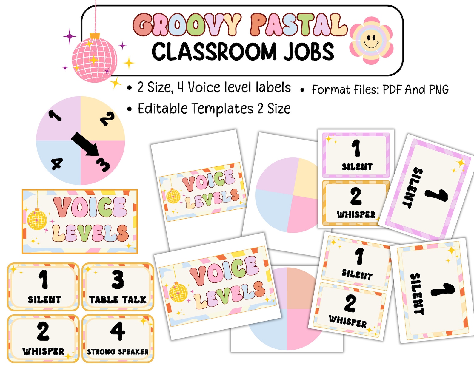 Groovy Pastel Voice Level Chart: Retro Classroom Decor - Etsy