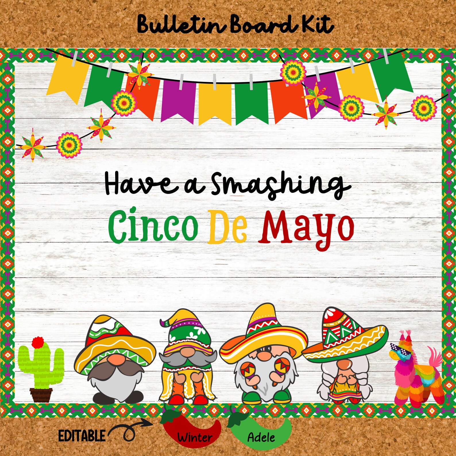 Gnomes Let's Fiesta This Cinco De Mayo Tropical Classroom Door ...