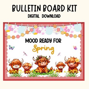 Highland Cow Spring Bulletin Board Kit | Cute Farm Animal Classroom ...