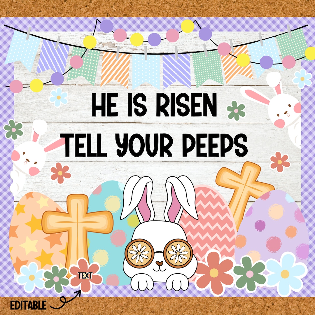 He is Risen Tell Your Peeps, Spring Classroom Door Decor Classroom ...