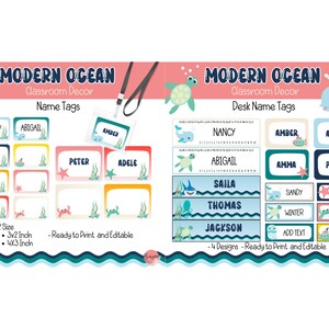Modern Ocean Classroom Decor Bundle: Coastal Theme, Editable Posters ...