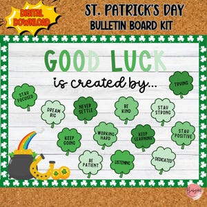 St. Patrick’s Day Bulletin Board | Motivational Shamrock Decor | Good ...