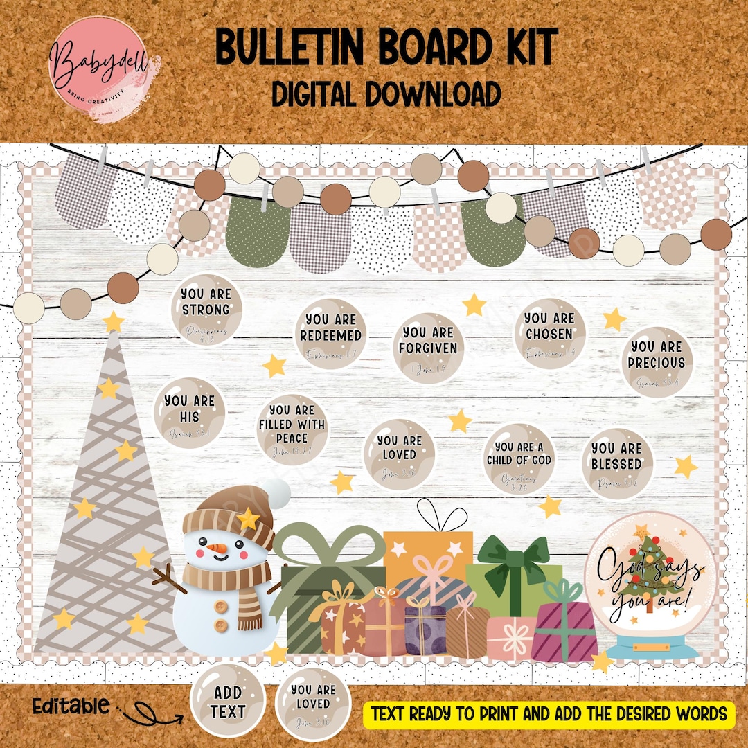 Boho Christmas Bulletin Board | "god Says You Are" Snowball Theme ...