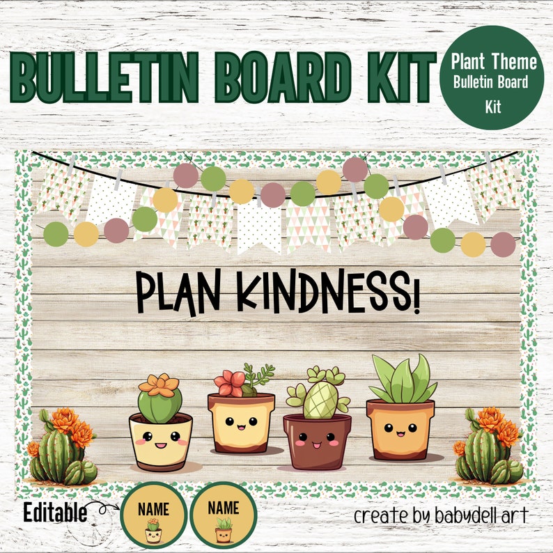 Cactus Theme , Plant Theme Bulletin Board Kit ,spring Kindness ...