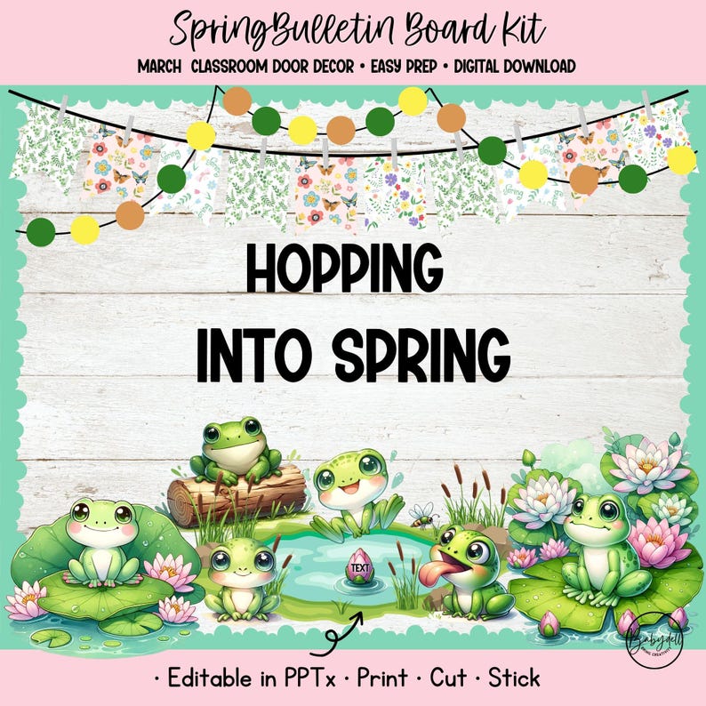 Frog Spring Bulletin Board Kit: Christian Classroom Decor - Etsy