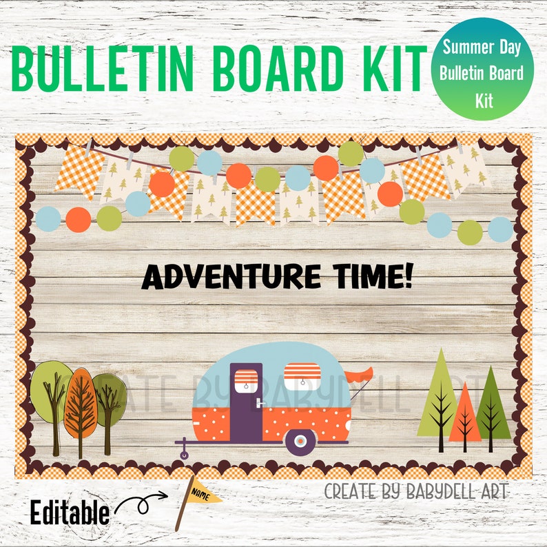 CAMPING ADVENTUR Bulletin Board Summer Door Decor Bulletin Board ...