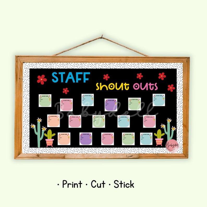 Staff Shout Out Bulletin Board Kit: Cactus Theme Employee Appreciation ...