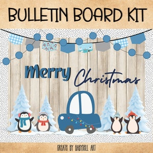 Merry Christmas Winter Bulletin Board Door Decor Happy Holiday or ...