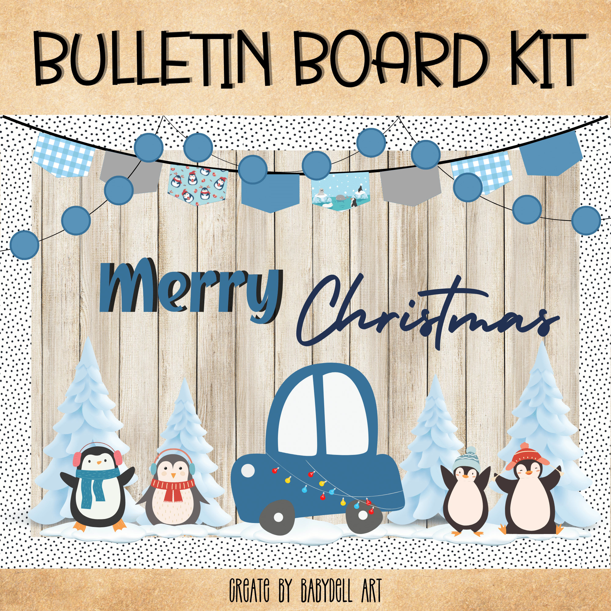 Merry Christmas Winter Bulletin Board Door Decor Happy Holiday or ...