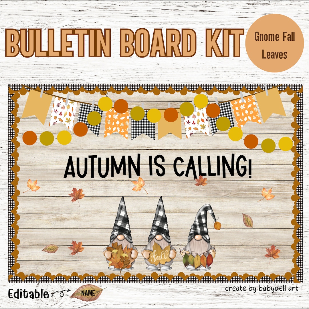 Gnome Fall Leaves Kindness Bulletin Board Fall Bulletin Board Door ...