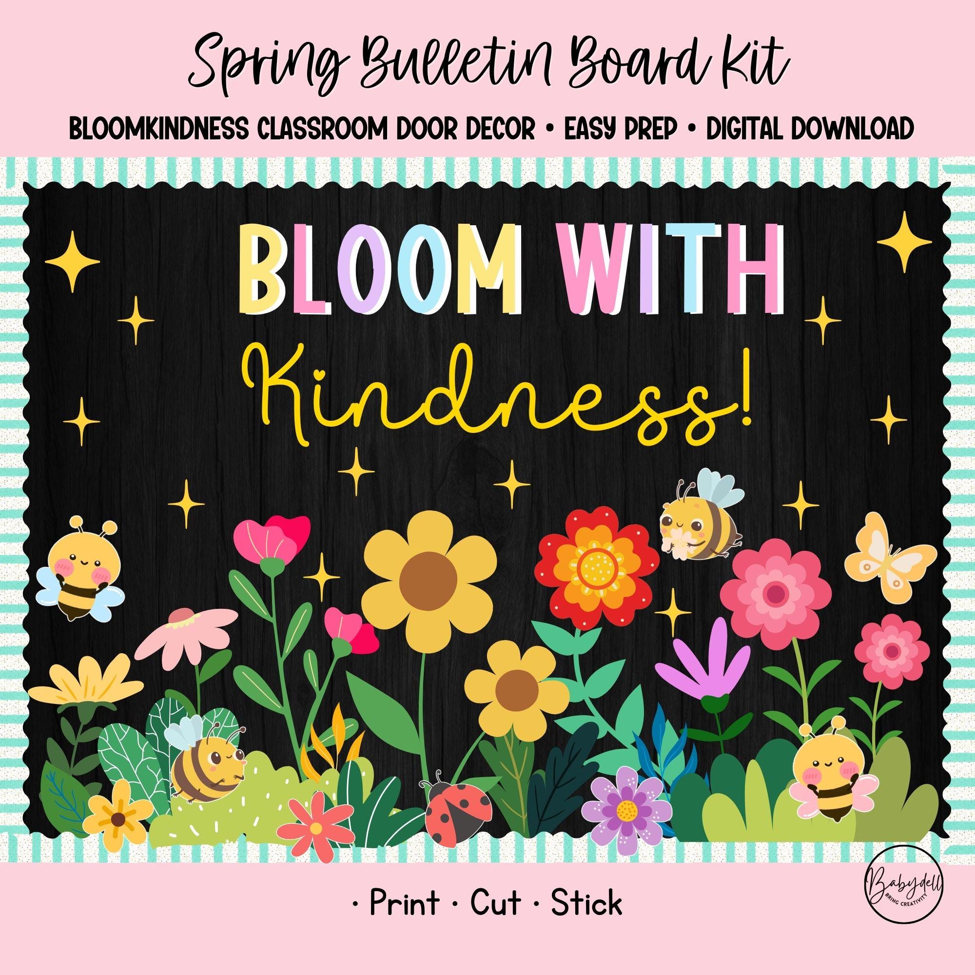 Spring Bulletin Kit With Flowers and Bees for Classroom Kindness Decor ...