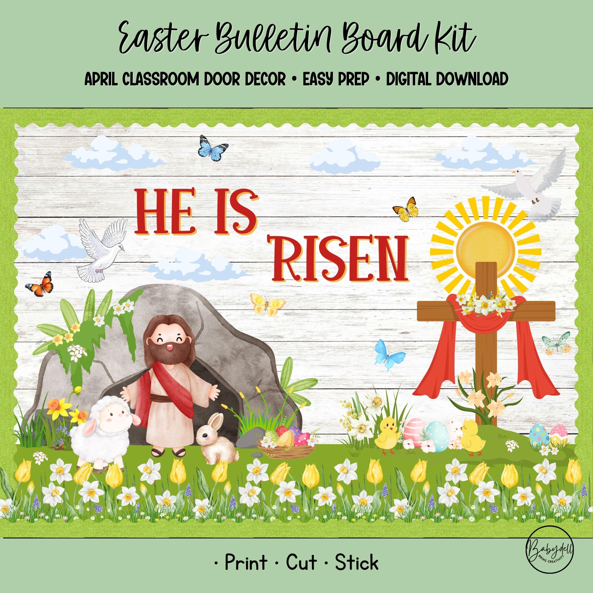 He is Risen Easter Bulletin Board Kit Christian Sunday School Decor - Etsy