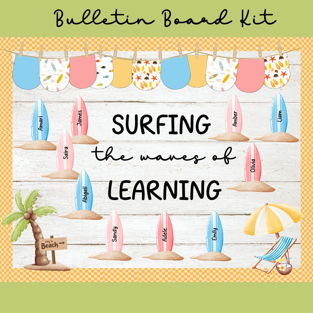 Surfboard Bulletin Board Kit: Retro Coastal Classroom Decor - Etsy