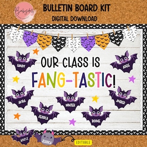 Bat Halloween Bulletin Board Kit: Editable Classroom Decor (digital ...
