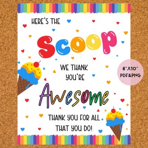 Ice-cream Teacher Appreciation Printable Thank You Sign Teacher Nurse ...