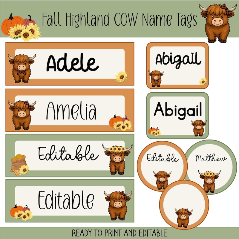 Fall Name Tag Printables - Etsy