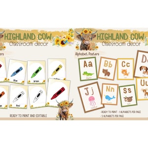 Highland Cow Classroom Decor Bundle: Modern Farmhouse Theme (digital ...