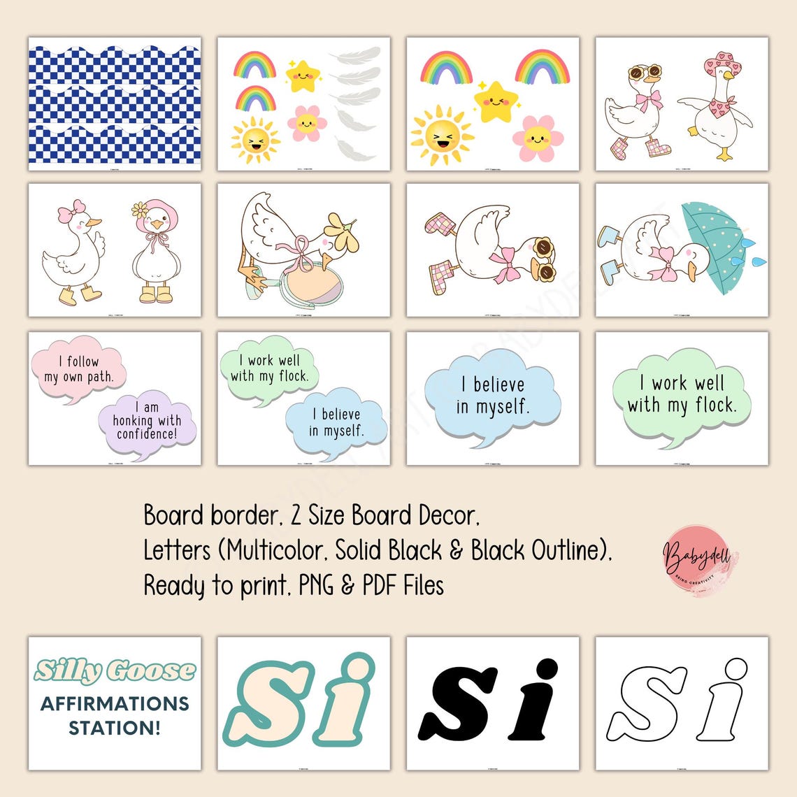 Silly Goose Affirmations Bulletin Board Kit: Positive Classroom Decor ...