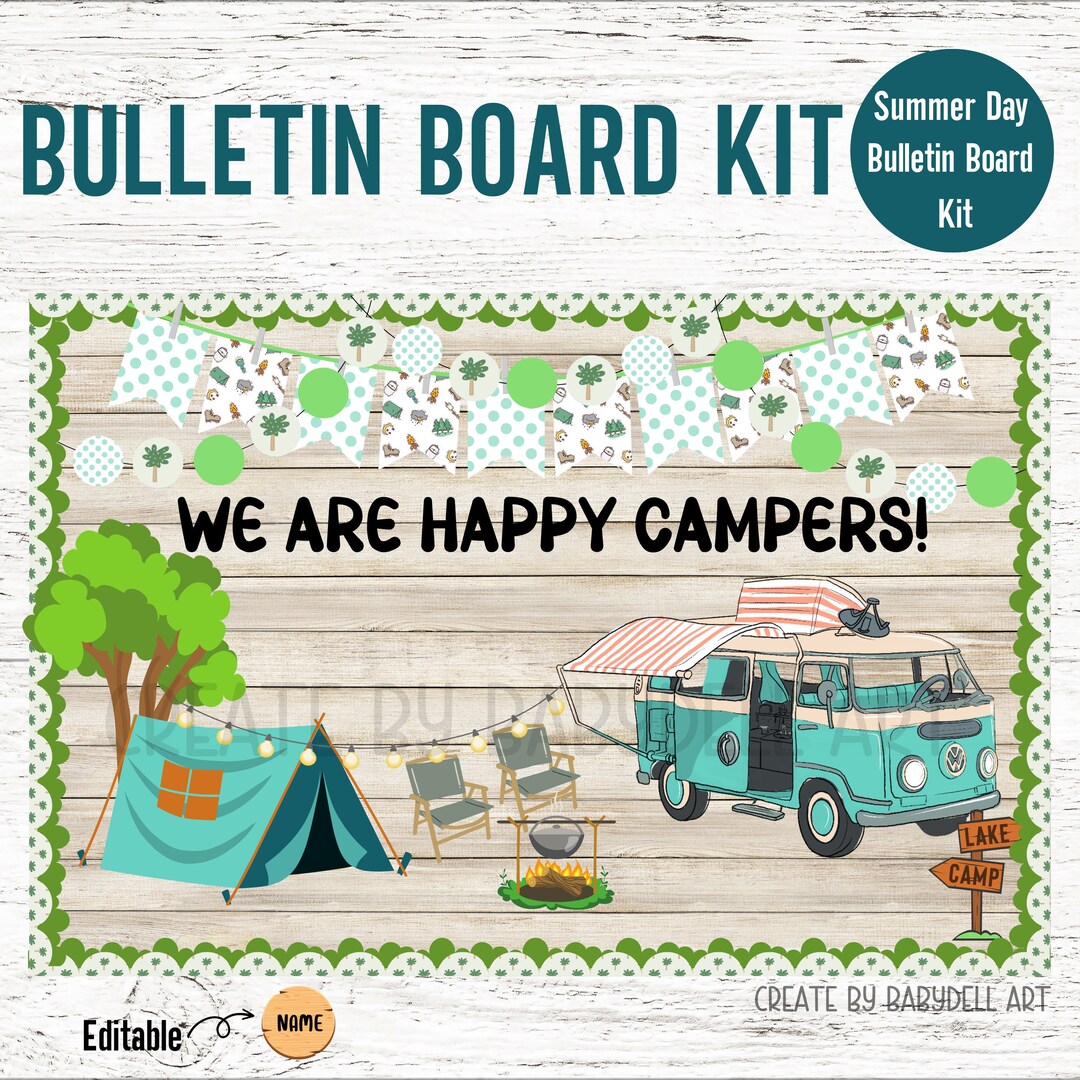 Campers Bulletin Board Kit | Summer Door | Decor Bulletin Board Camping ...