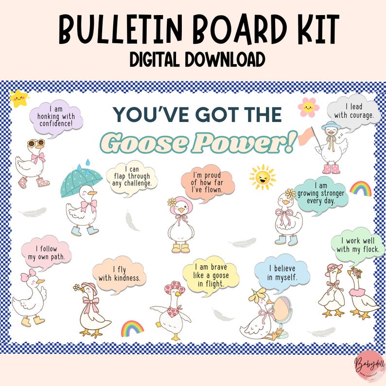Silly Goose Affirmations Bulletin Board Kit: Positive Classroom Decor ...