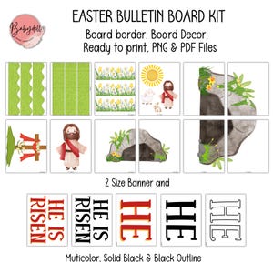 He is Risen Easter Bulletin Board Kit | Christian Spring Door Decor ...