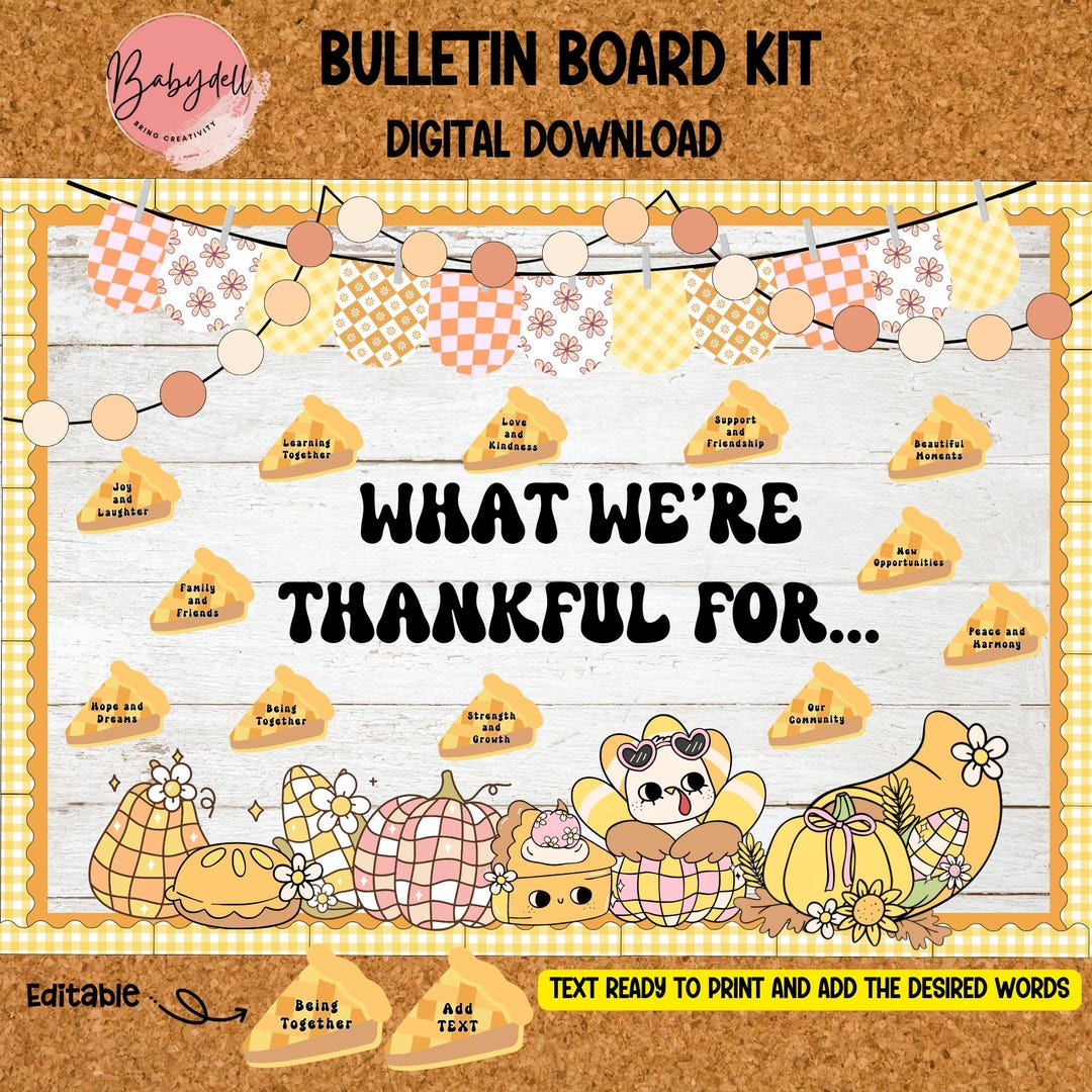 Thanksgiving Bulletin Board Kit | "what We’re Thankful For" Fall Door ...