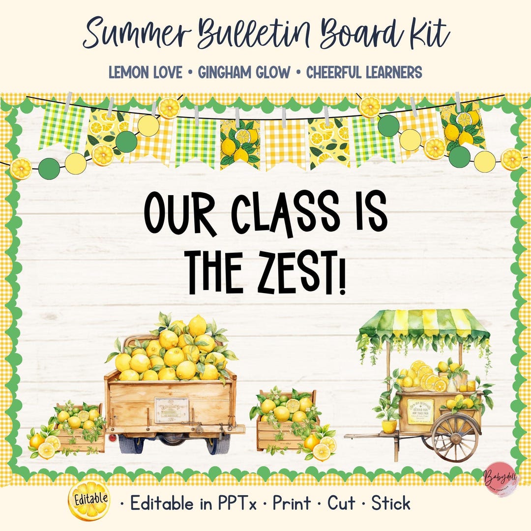Lemon Bulletin Board Kit for Back to School and Summer Citrus Classroom ...