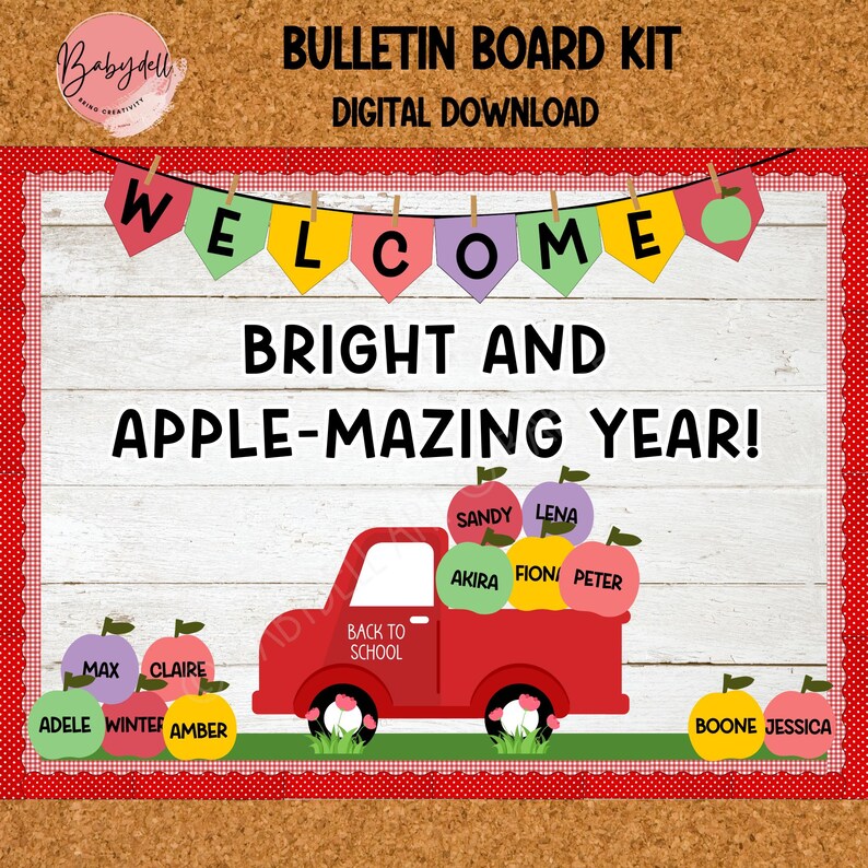 Apple Back to School Bulletin Board Kit: Classroom Decor (digital ...