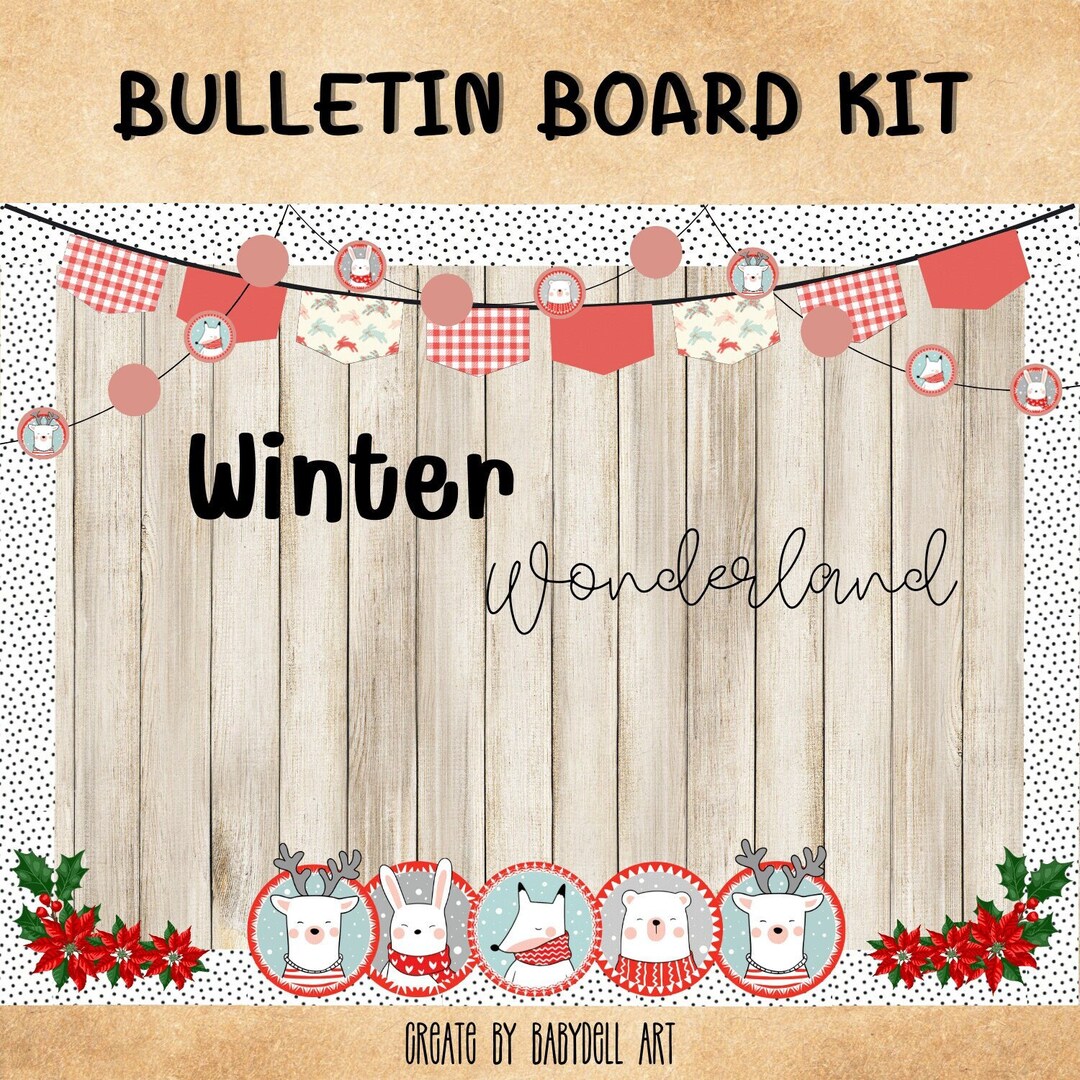 Christmas & Winter Bulletin Board Door Decor Happy Holiday or Classroom ...
