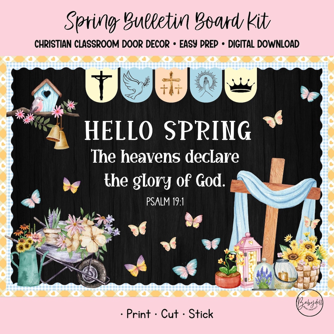 Christian Spring Bulletin Board Kit March Religious Classroom Door ...