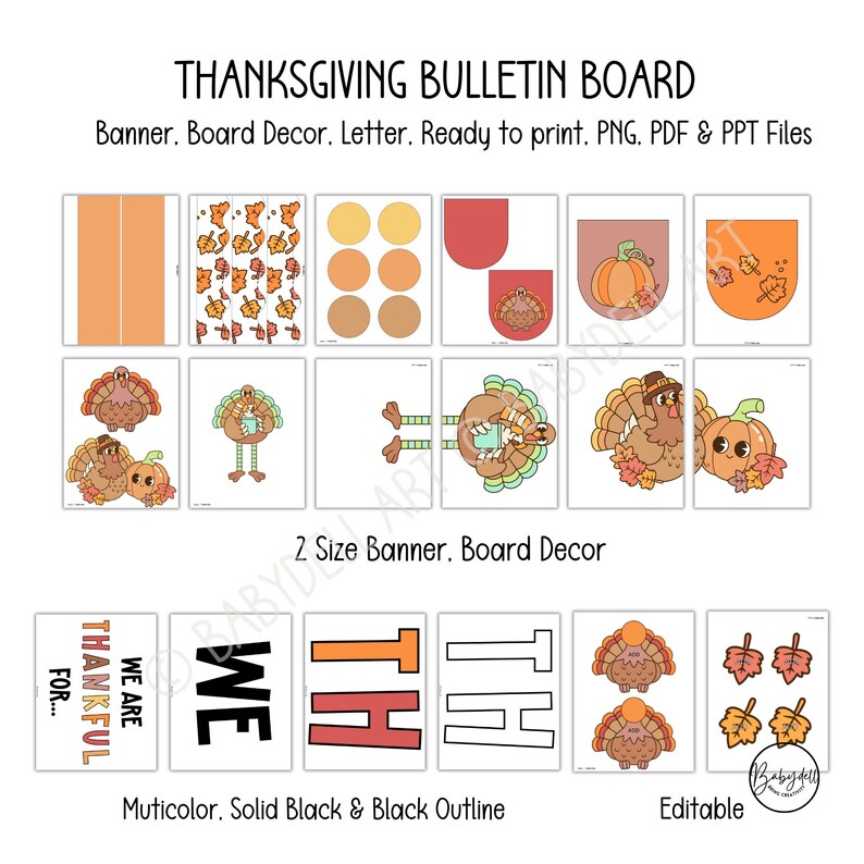 Editable Thanksgiving Turkey Bulletin Board Kit for Fall Classroom ...