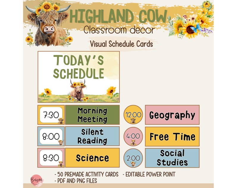 Highland Cow Classroom Decor Bundle: Modern Farmhouse Theme (digital ...