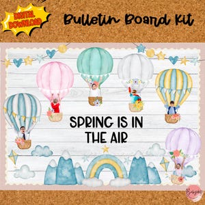 Interactive Hot Air Balloon Spring Bulletin Board Kit | Digital April ...