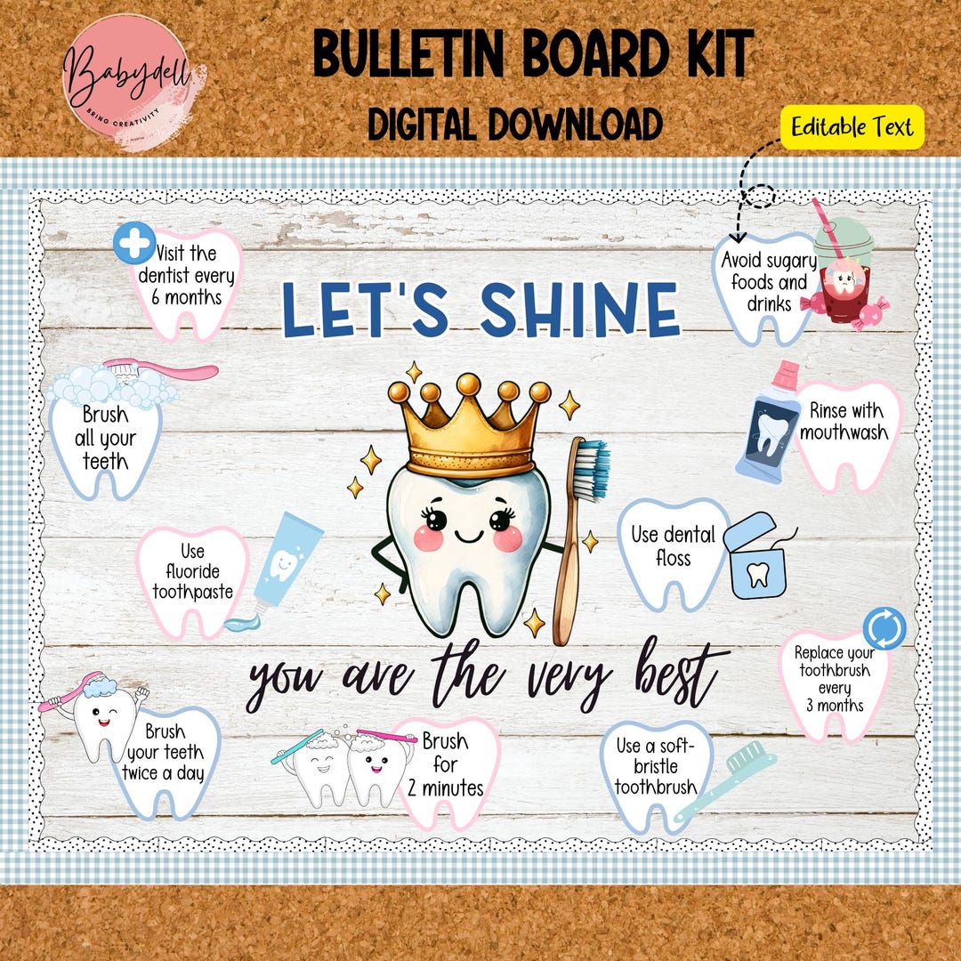 Dental Health Bulletin Board Kit: School Nurse Office Decor (printable ...