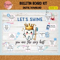 Dental Hygiene Bulletin Board Kit: Healthy Habits Oral Hygiene Decor ...