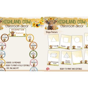 Highland Cow Classroom Decor Bundle: Modern Farmhouse Theme (digital ...