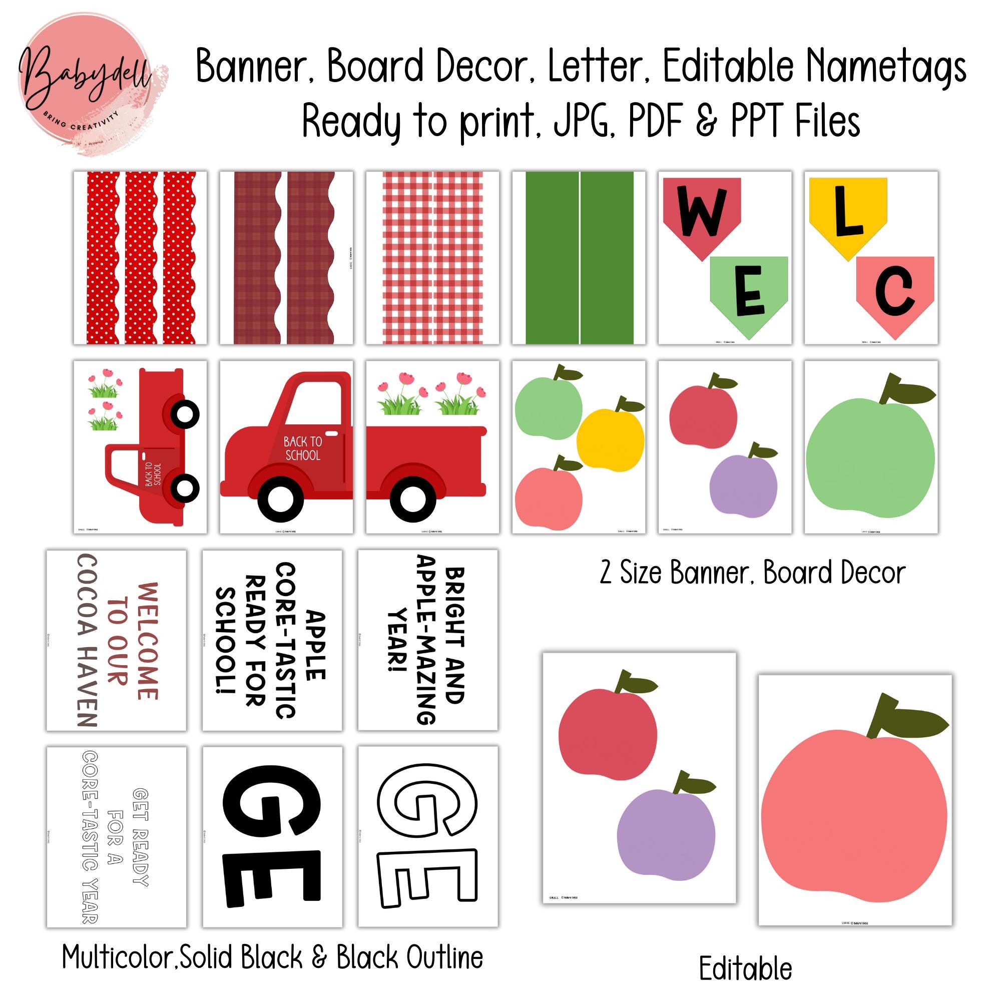 Apple Back to School Bulletin Board Kit: Classroom Decor (digital ...