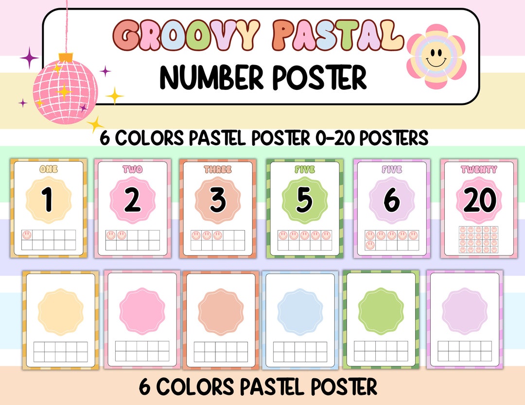Editable Groovy Pastel Number Posters Classroom Decor Number Posters ...