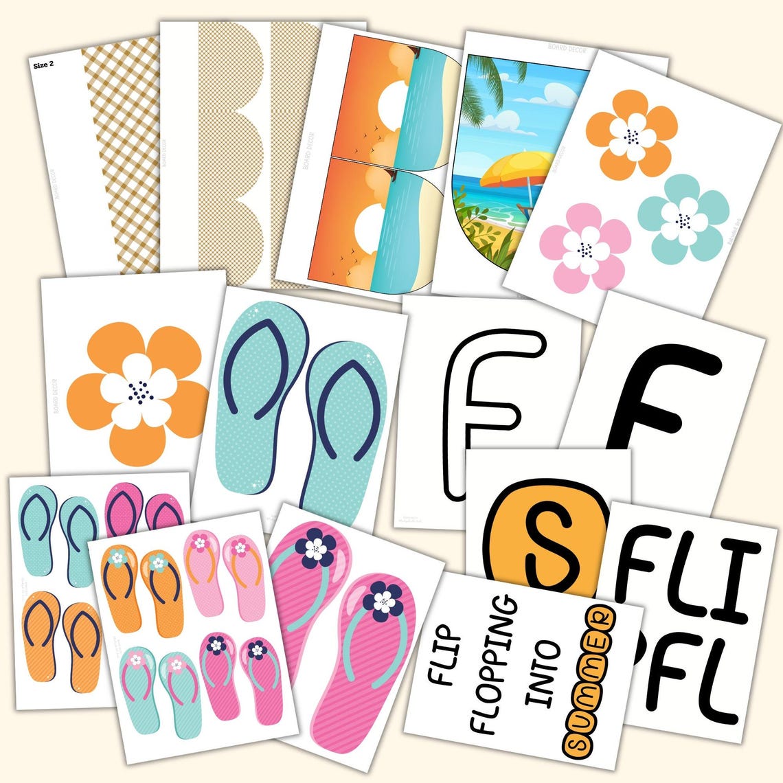 Hello Summer Bulletin Board Kit for Elementary Teachers and Flip Flop ...