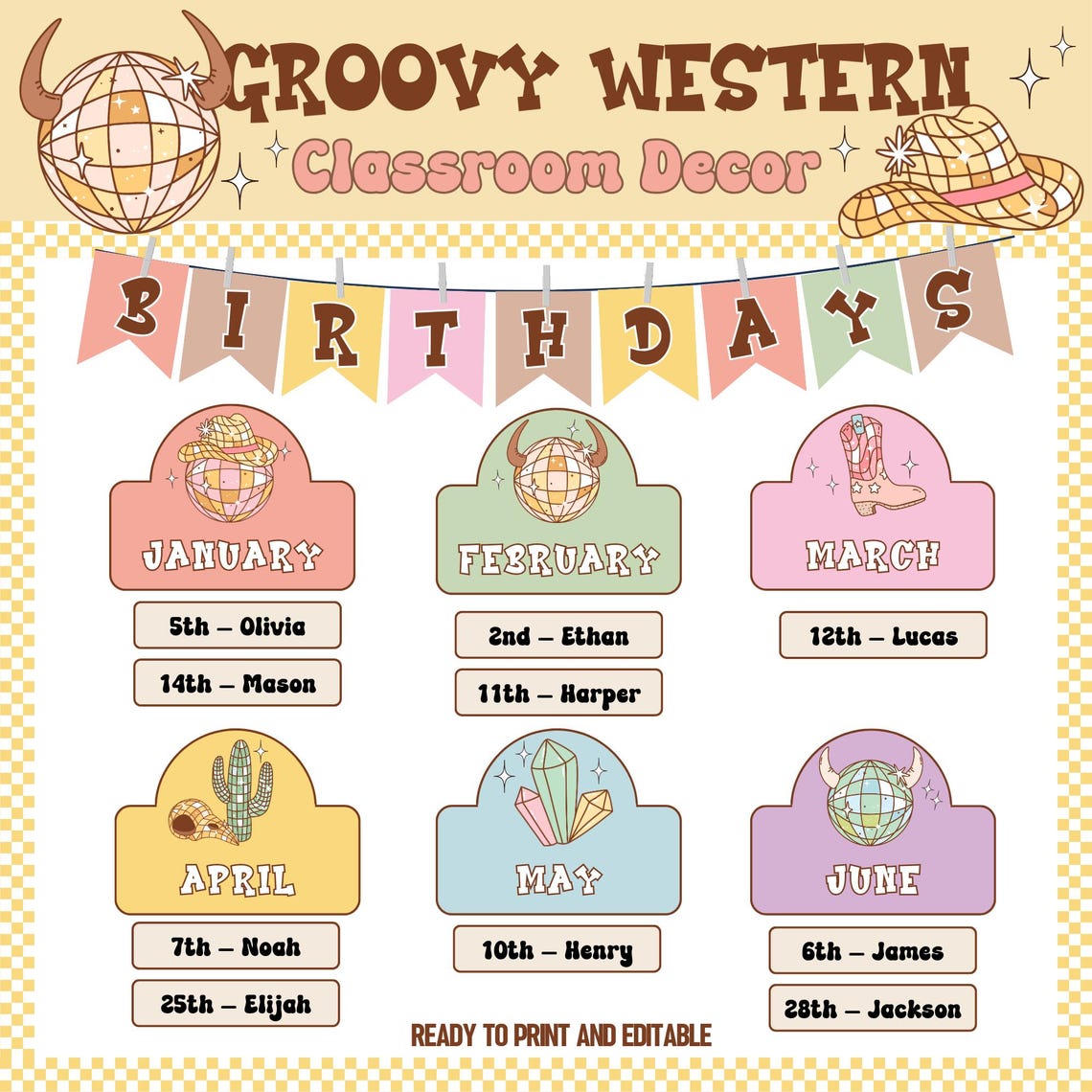 Groovy Western Birthday Bulletin Board Kit: Retro Classroom Decor ...