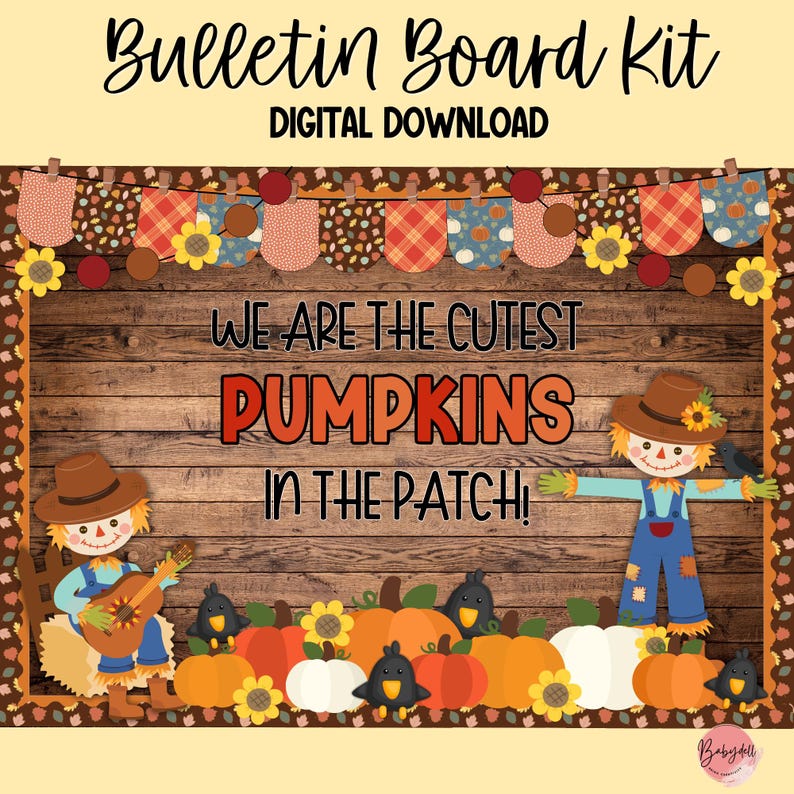 Scarecrow Bulletin Board Kit for a Rustic Fall Classroom Door Display ...