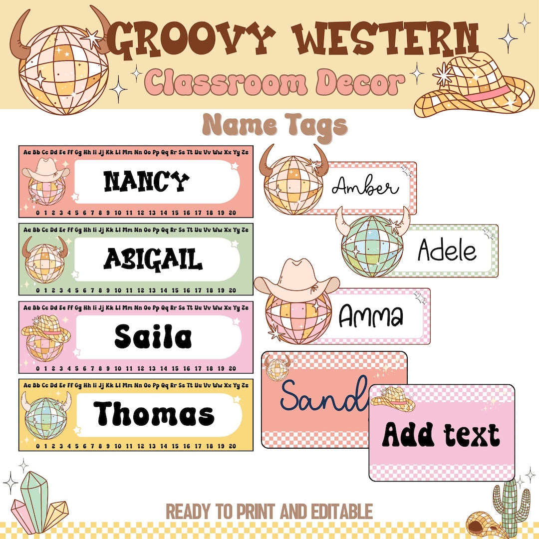 Editable Teacher Door Sign, Groovy Western Classroom Decor, Printable ...