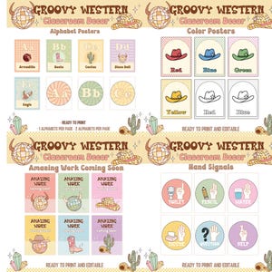 Retro Western Classroom Decor Bundle Disco Cowgirl Theme Printable ...