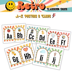 Retro Groovy Alphabet Posters A–Z | Printable ABC Wall Cards | Bright ...