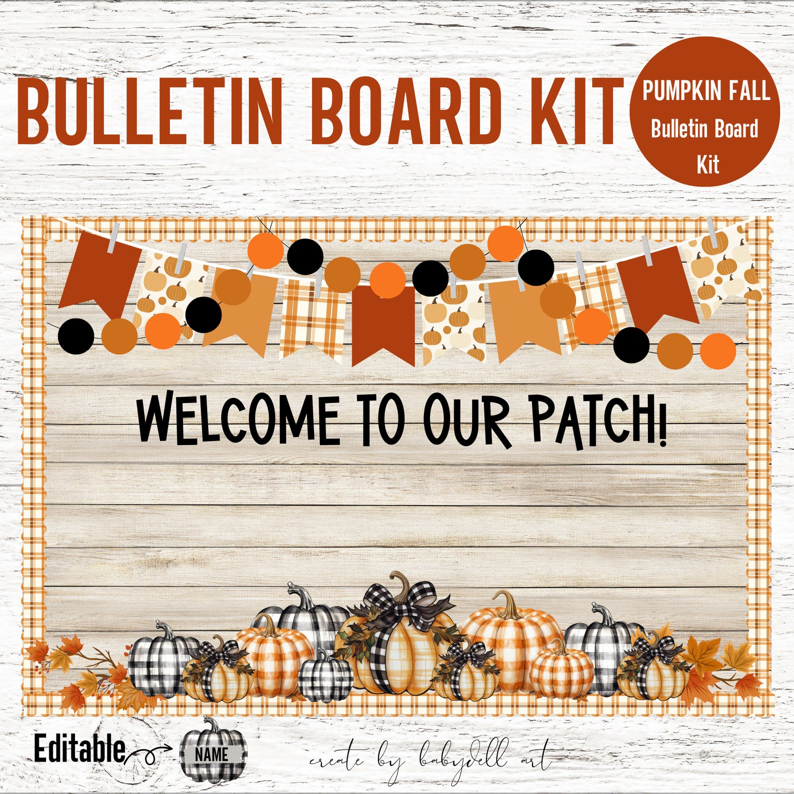 Pumpkin Fall Bulletin Board Door Decor Happy fall Bulletin Board Kit - Etsy