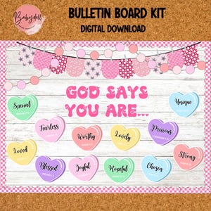 God Says You Are Christian Valentine Bulletin Board Kit for Classroom ...
