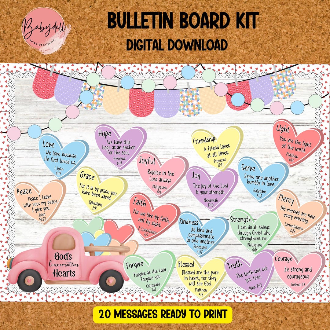 God's Conversation Hearts Bulletin Board Kit: Christian Classroom Decor ...