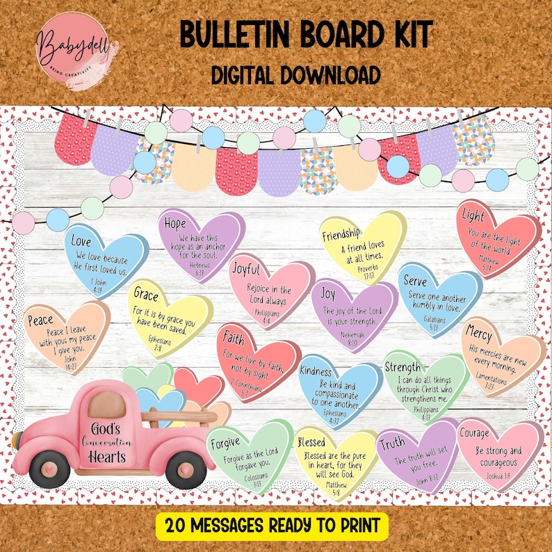 God's Conversation Hearts Bulletin Board Kit: Christian Classroom Decor ...