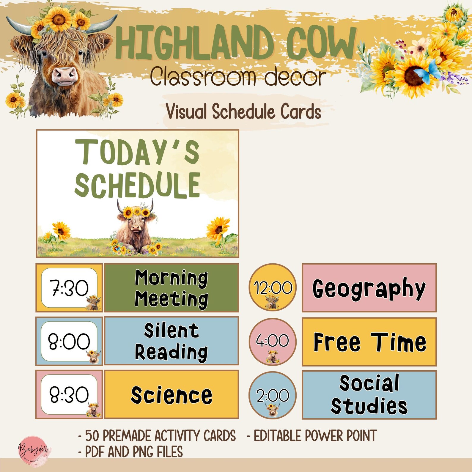 Highland Cow Classroom Decor Bundle Modern Farmhouse Theme Editable ...