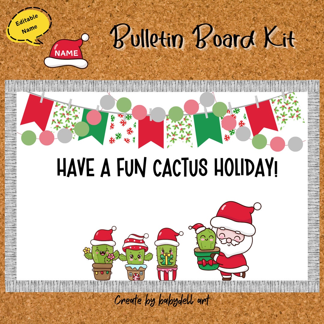 Christmas Cactus Bulletin Board Kit: Classroom Door Decor (digital ...